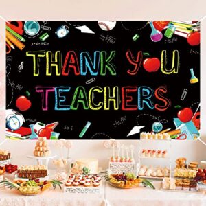 Thank You Teachers Backdrop Teacher Supplies Classroom Banner Teache Appreciation Week Day Photography Background Board Wall Hanging Sign for School Outdoor Decoration Office Holiday Decor Photo