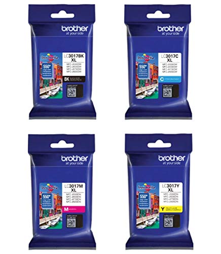 Brother MFC-J5330DW High Yield Black/Cyan/Magenta/Yellow Original Ink 4-Pack. (Includes 1 Each of LC3017BK, LC3017C, LC3017M, LC3017Y) (550 Yield)