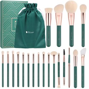 ducare makeup brushes professional 20pcs green makeup brush set with silicone face mask brush kabuki foundation blending powder blush concealers eyeshadows brushes