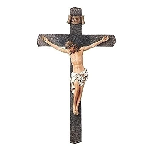 Roman Joseph's Studio Black Crucifix Figurine, 13.25-inch Height, Resin, Religious Decoration