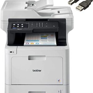 Brother MFC-L8900CDW Business Laser All-in-One Color Printer, Print Scan Copy Fax, Automatic Duplex Printing, 5 Inch Color Touchscreen, 33 ppm, 512MB, Bundle with Cefesfy Printer Cable