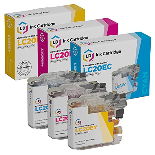 LD Compatible Ink Cartridge Replacement for Brother LC20E Super High Yield (Cyan, Magenta, Yellow, 3-Pack)