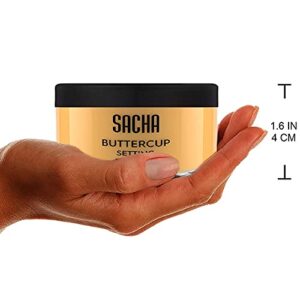 Sacha BUTTERCUP Setting Powder. No Ashy Flashback. Blurs Fine Lines and Pores. Loose, Translucent Face Powder to Set Makeup Foundation or Concealer. For Medium to Dark Skin Tones, 1.25 oz.