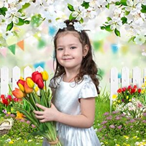 10x8ft Spring Forest Flower Backdrop, Garden Floral Tree Fence Grassland Photography Background Baby Shower Kids Birthday Party Decor Portrait Banner Photo Booth Studio Props