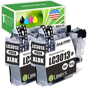 limeink 2 black compatible high yield ink cartridges replacement for lc3013 lc-3013 for brother mfc-j491dw mfc-j497dw mfc-j690dw mfc-j895dw inkjet printer lc 3013