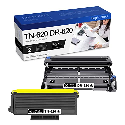 TN620 Toner & DR620 Drum MLIE Compatible Replacement for Brother HL-5240 5250DN 5280DW 5350DNLT, MFC-8370 8470DN 8670DN 8880DN, DCP-8085DN Printer (High Yield, 1 Toner+1 Drum,Black)