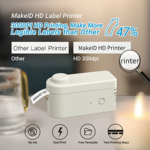 Makeid Label Maker Machine with Tape HD (300dpi), Portable Bluetooth L1 Label Printer Handheld Label Printer Custom Stickers with Multiple Templates for Home Office Organization Easy to Use