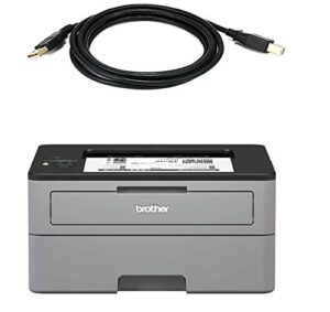 brother hll2370dw monochrome laser printer bundle with em printer cable, wireless printing, up to 32 ppm, em printer cable