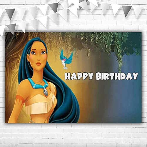 Pocahontas Princess Birthday Supplies 5x3ft Vinyl Princess Pocahontas Backdrop Party Decorations Cake Table Room Wall Decor Banner Photography Background Photo Booth Props Party Favors