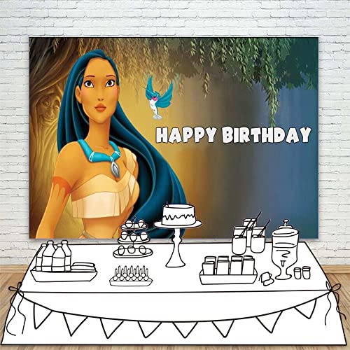 Pocahontas Princess Birthday Supplies 5x3ft Vinyl Princess Pocahontas Backdrop Party Decorations Cake Table Room Wall Decor Banner Photography Background Photo Booth Props Party Favors