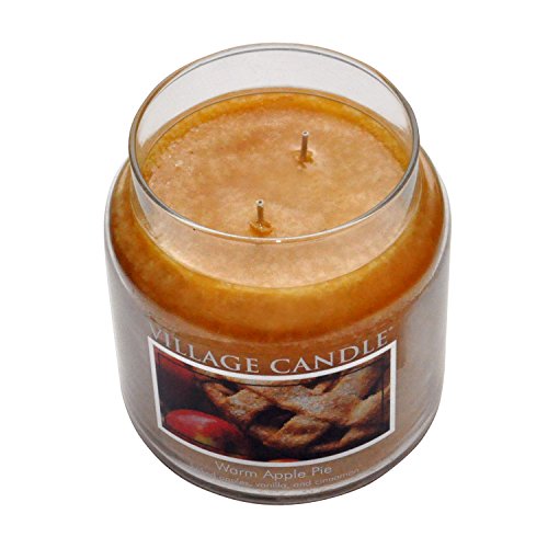 Village Candle Coconut Vanilla Large Glass Apothecary Jar Scented Candle, 21.25 oz, White & Warm Apple Pie Large Glass Apothecary Jar Scented Candle, 21.25 oz, Brown