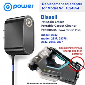 T POWER Charger for Bissell 1624554 Pet Stain Eraser Powerbrush Series 2842 2846 2837 2877 176159 Cordless Portable Hand Vacuum Cleaner ZD006C100063USE Ac Dc Adapter Power Supply