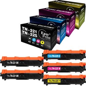 compatible (5-pack, 2x bk+c+m+y) tn221 tn225 toner cartridge high capacity used for brother hl-3140cw 3142cn 3151cdn 3150cdw 3152cdw 3170cdw 3172cdw 3180cdw printer, sold by easyprint