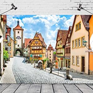 BELECO Oktoberfest Backdrop 15x8ft Fabric German Bavaria Town Street Backdrop Oktoberfest Bavarian Party Decorations Holiday Travel Background Wallpaper Home Decor Portrait Photoshoot Studio Props