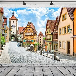 BELECO Oktoberfest Backdrop 15x8ft Fabric German Bavaria Town Street Backdrop Oktoberfest Bavarian Party Decorations Holiday Travel Background Wallpaper Home Decor Portrait Photoshoot Studio Props