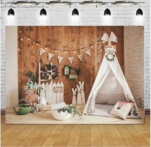 easter backdrop interior spring tent eggs photography background for kids newborn baby decor banner portrait photo booth props vinyl (7ft×5ft)