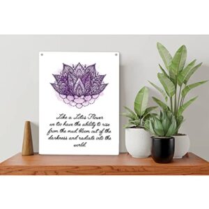 Lotus Flower Quote Wood Sign Inspirational Meditation Wooden Signs Rustic Hanging Plaque Wall Art "8 x 10" Sign Wall Decor for Home Yoga Studio