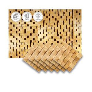 acepunch 6 artistic 3d mosaic premium high-grade finland wooden wall art panel room diy acoustic sound diffuser stc 27 home studio wood soundproofing noise reduction wood decor 12x12in ap1254