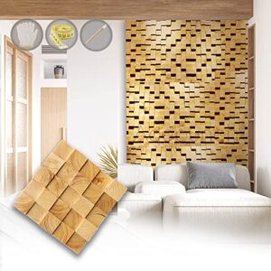 Acepunch 6 Artistic 3D Mosaic Premium High-Grade Finland Wooden Wall Art Panel Room DIY Acoustic Sound Diffuser STC 27 Home Studio Wood Soundproofing Noise Reduction Wood Decor 12x12in AP1254