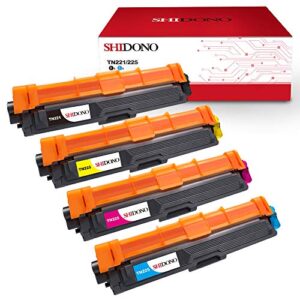 shidono compatible toner cartridge replacement for brother tn221 tn225 tn-221 tn-225 fits with mfc-9130cw/hl-3170cdw/hl-3180cdw/hl-3140cw/mfc-9340cdw/9330cdw printer,[4-pack,black/cyan/yellow/magenta]