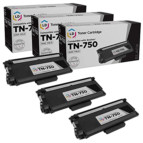 LD Compatible Toner Cartridge Replacement for Brother TN750 High Yield (Black, 3-Pack)