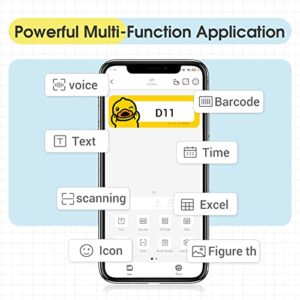 NIIMBOT Label Maker Machine Tape Included D11 Portable Wireless Connection Label Printer Multiple Templates Available for Phone Pad Easy to Use Office Home Organization USB Rechargeable (White)