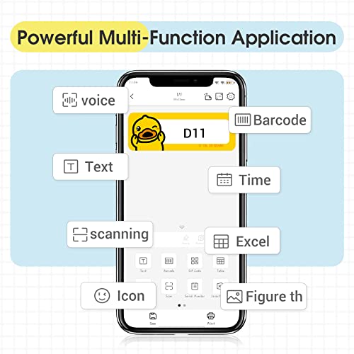 NIIMBOT Label Maker Machine Tape Included D11 Portable Wireless Connection Label Printer Multiple Templates Available for Phone Pad Easy to Use Office Home Organization USB Rechargeable (White)