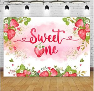 strawberry sweet one girl 1st birthday party decor background baby birthday backdrop cake smash photo photography studio vinyl (8ft×6ft)