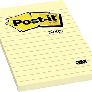 3M 660Yw Post-It Lined Notes, 4 X 6, 100 Sheets/Pad, Canary Yellow, 12/Pack