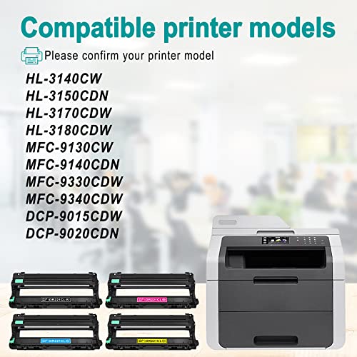 NUCALA DR221CL 221 (1Black + 1Cyan + 1Magenta + 1Yellow) Drum Unit Compatible Replacement for Brother DR-221CL DCP-9015CDW DCP-9020CDN HL-3140CW HL-3150CDN HL-3170CDW HL-3180CDW MFC-9330CDW Printer