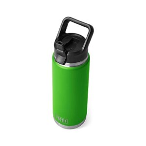 yeti rambler 26 oz bottle, vacuum insulated, stainless steel with straw cap, canopy green