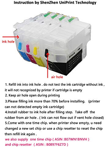 UP Lc3029 Refillable Cartridges Compatible for Brother Printer MFC-J6535DW MFC-J6535DW MFC-J5830DW MFC-J5830DW MFC-J5930DW MFC-J6935DW