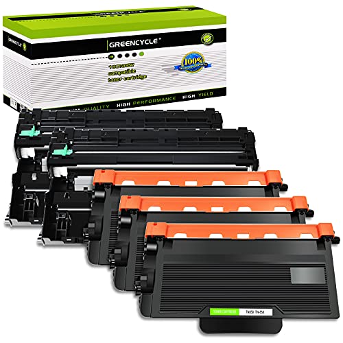 greencycle 5 Pack TN850 Toner & DR820 Drum Unit Set Compatible for Brother DCP-L5500DN L5600DN L5650DN HL-L6200DW L6200DWT L5200DWT L5200DW L5100DN L5000D MFC-L5850DW L5900DW Printer(3 Toner, 2 Drum)