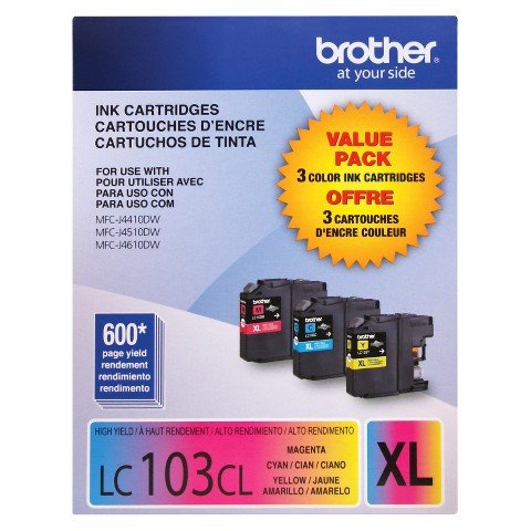 Brother High Yield Color Ink Cartridge 3 Pack - Multicolor (LC1033PKC)