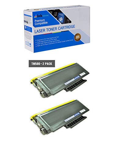 Inksters Compatible Toner Cartridge Replacement for Brother TN580 High Yield Black - Compatible with HL 5240 5250DN 5250DNT 5280DW DCP 8060 8065DN MFC 8460N (2 Pack)