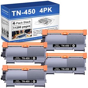 4 pack tn-450 tn450 black high yield toner cartridge replacement for brother dcp-7060d 7065dn intellifax 2840 mfc-7240 7360n 7860dw hl-2130 2132 2220 printer toner.