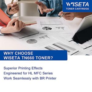 WISETA TN660 TN-660 TN630 TN-630 Compatible Toner Cartridge Replacement for Brother TN 660TN 630 to Compatible with HL-L2380DW MFC-L2700DW MFC-L2740DW HL-L2300D MFC-L2707DW Printer (4 Black)