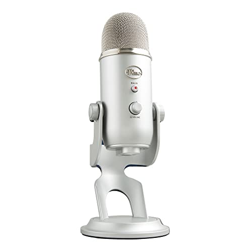 Blue Yeti USB Microphone for PC, Mac, Gaming, Recording, Streaming, Podcasting, Studio and Computer Condenser Mic with Blue VO!CE effects, 4 Pickup Patterns, Plug and Play – Silver