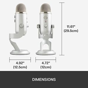 Blue Yeti USB Microphone for PC, Mac, Gaming, Recording, Streaming, Podcasting, Studio and Computer Condenser Mic with Blue VO!CE effects, 4 Pickup Patterns, Plug and Play – Silver