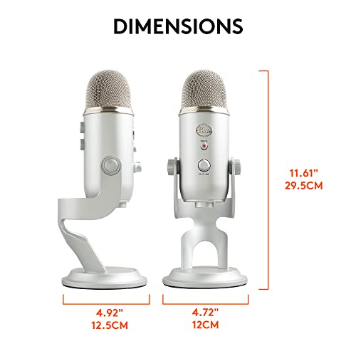 Blue Yeti USB Microphone for PC, Mac, Gaming, Recording, Streaming, Podcasting, Studio and Computer Condenser Mic with Blue VO!CE effects, 4 Pickup Patterns, Plug and Play – Silver