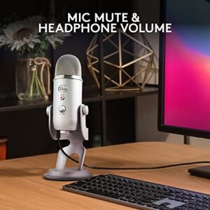 Blue Yeti USB Microphone for PC, Mac, Gaming, Recording, Streaming, Podcasting, Studio and Computer Condenser Mic with Blue VO!CE effects, 4 Pickup Patterns, Plug and Play – Silver