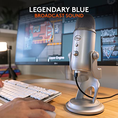 Blue Yeti USB Microphone for PC, Mac, Gaming, Recording, Streaming, Podcasting, Studio and Computer Condenser Mic with Blue VO!CE effects, 4 Pickup Patterns, Plug and Play – Silver