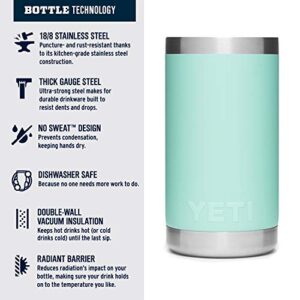 YETI Rambler Jr. 12 oz Kids Bottle, with Straw Cap, Seafoam