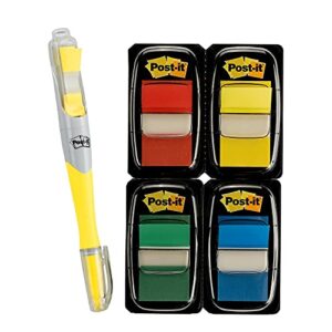 Post-it 680RYBGVA Flags, 1-Inch, Bonus Pack Pen, Highlighter, 250/PK, Assorted