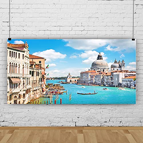 YongFoto 20x10ft Seaside City Backdrop Venice Town Italy Water Rivers City Streetscape Historical Culture Scenery Photography Background Baby Shower Birthday Party Decor Girl Adult Photo Studio Props