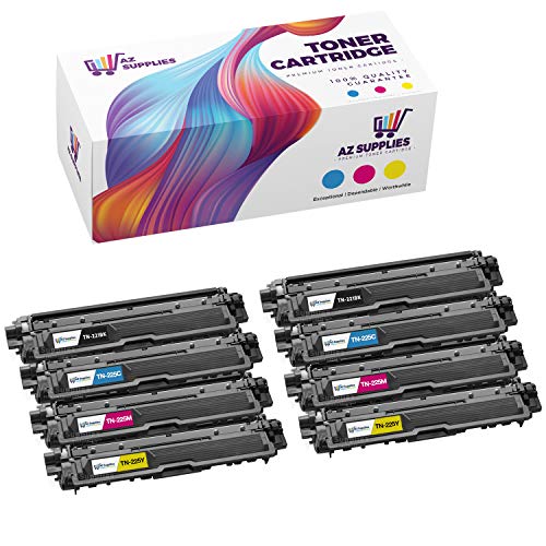 AZ Supplies Compatible Toner Cartridges Replacement for BROTHER TN221BK TN225C/M/Y use in DCP-9020CDN HL-3140CW-3150CDN-3170-3180CDW MFC-9130CW-9330-9340CDW (8PK 2X BLACK 2X YELLOW 2X CYAN 2X MAGENTA)