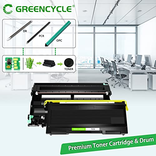 greencycle TN350 TN-350 Toner Cartridge + DR350 DR-350 Drum Unit Combo Set Compatible for Brother MFC-7820n MFC-7420 MFC-7220 HL-2030 HL-2040 DCP-7020 Intellifax 2820 Printer (2 Toner, 1 Drum)