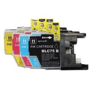 brother mfc-j825dw ink cartridge, lc75, 4-color combo set bk/c/m/y,