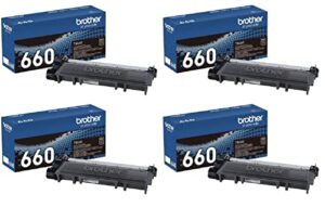 brother tn660 (tn-660) high yield black toner cartridge, 4-pack