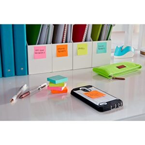 Post-it® Super Sticky Notes, 1-7/8" x 1-7/8", Supernova Neons Collection, 90 Sheets Per Pad, Pack Of 18 Pads